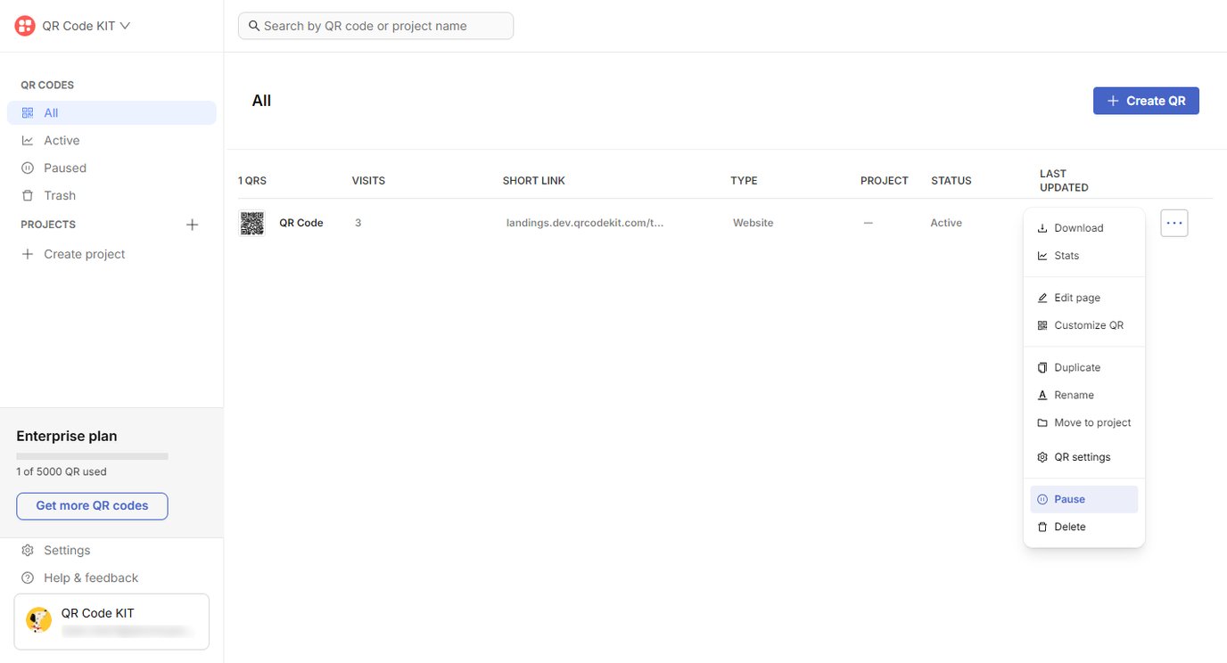 NEW - How to pause, restore or delete a QR code
